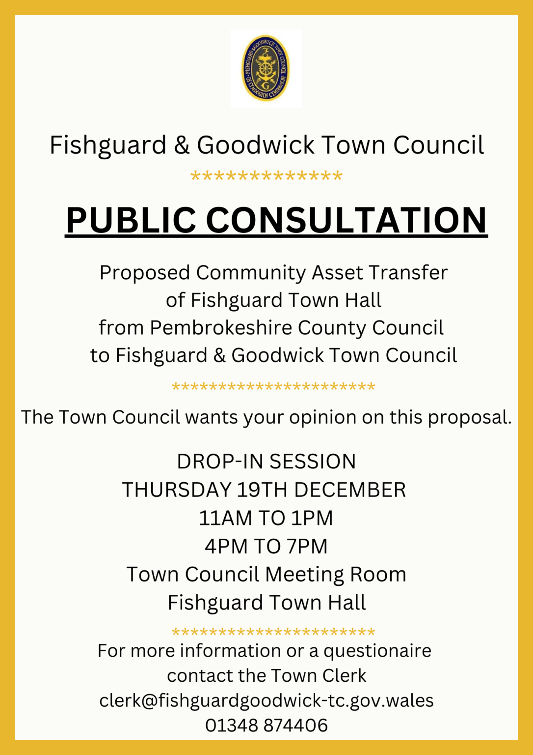 Public Consultation - Fishguard and Goodwick Town Council